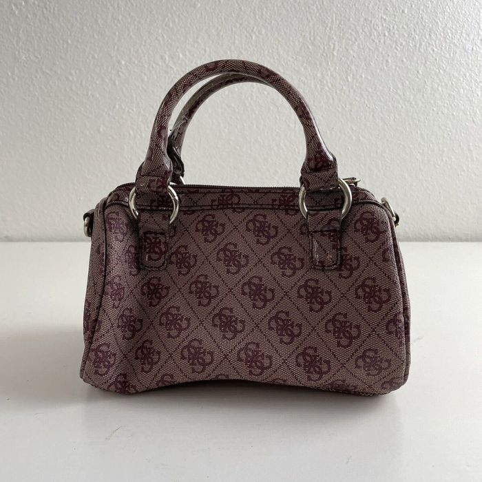 Guess Y2K Early 2000s Guess Purple Monogram Gold Lock Barrel Mini Bag ...