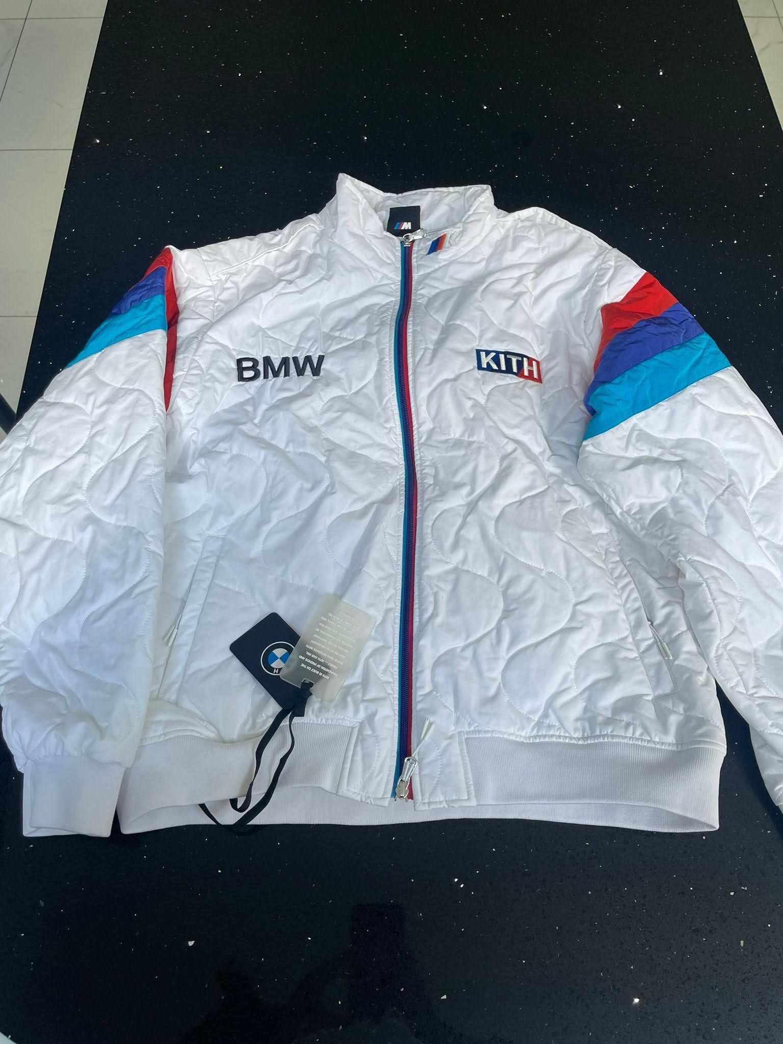 Bmw × Kith Kith x BMW Quilted Racing Jacket Off White | Grailed