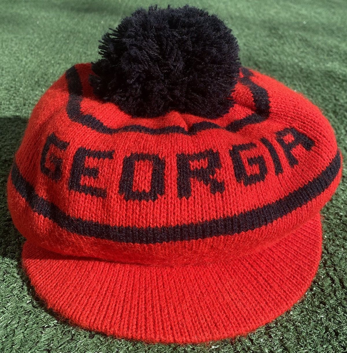 Vintage VTG 80’s University Of Georgia Bulldogs Beanie Pom Pom Hat ...