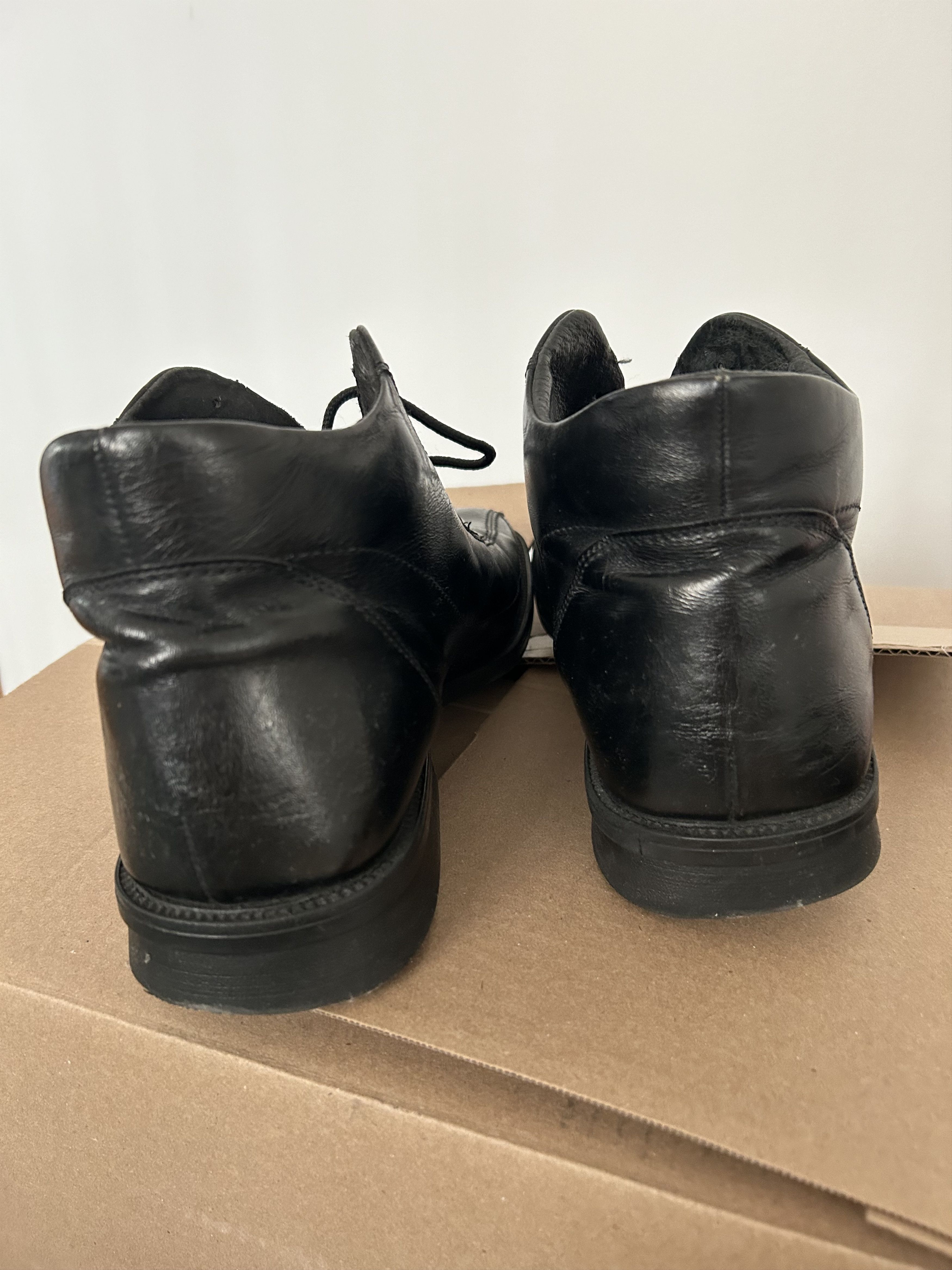 Streetwear Black leather men’s ankle chukka boots Square toe Lace up ...