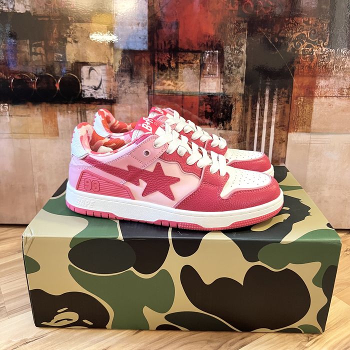 Bape 2022 Bape Sk8sta Pink / Red / White ABC Camo SK8 Sta | Grailed