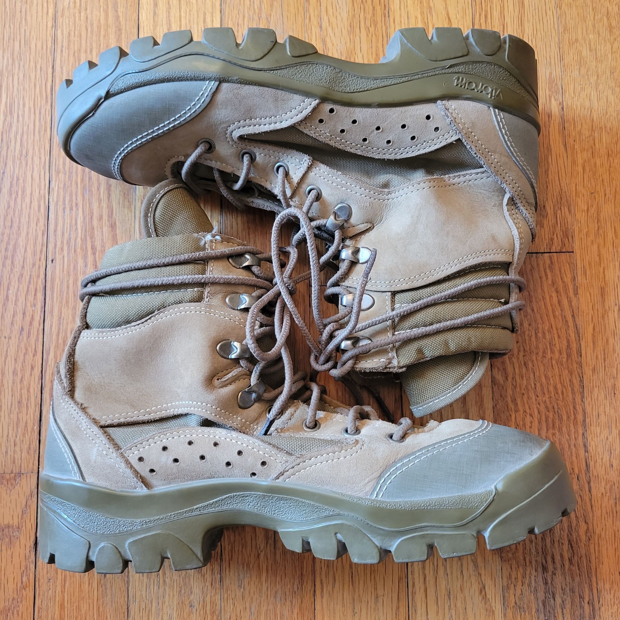 Vintage Bates Tactical Combat Boots Military 7R Tan Leather Canvas V ...