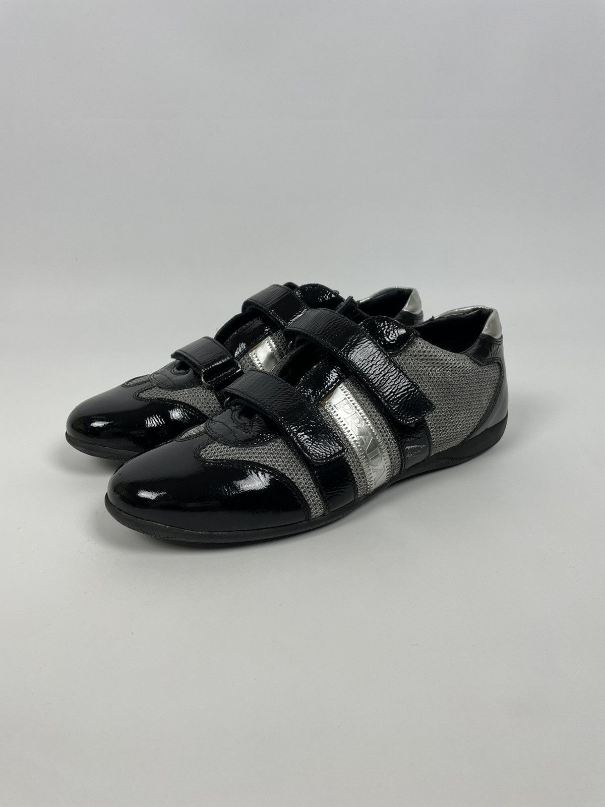 Prada Vintage Prada 3P 4117 Velcro Patent Leather Sneakers | Grailed