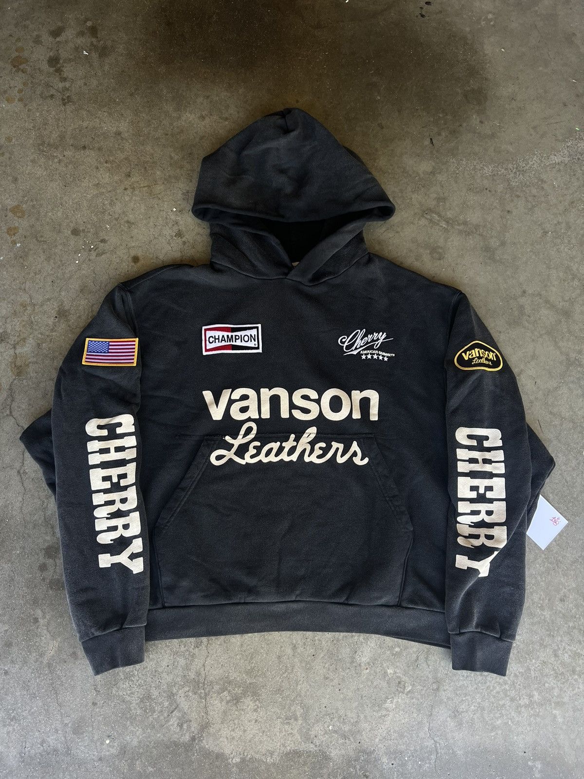 Cherry LA × Vanson Leathers DS Cherry LA Vanson Hoodie Sweatshirt Vintage Black | Grailed