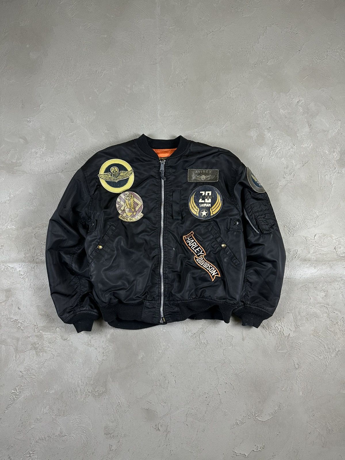 Avirex × Harley Davidson × Vintage Vintage Avirex Harley Davidson MA1 Military Bomber Jacket ...