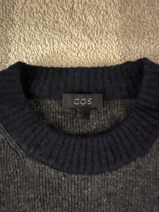 Cos COS Navy and Grey Crewneck Sweater | Grailed