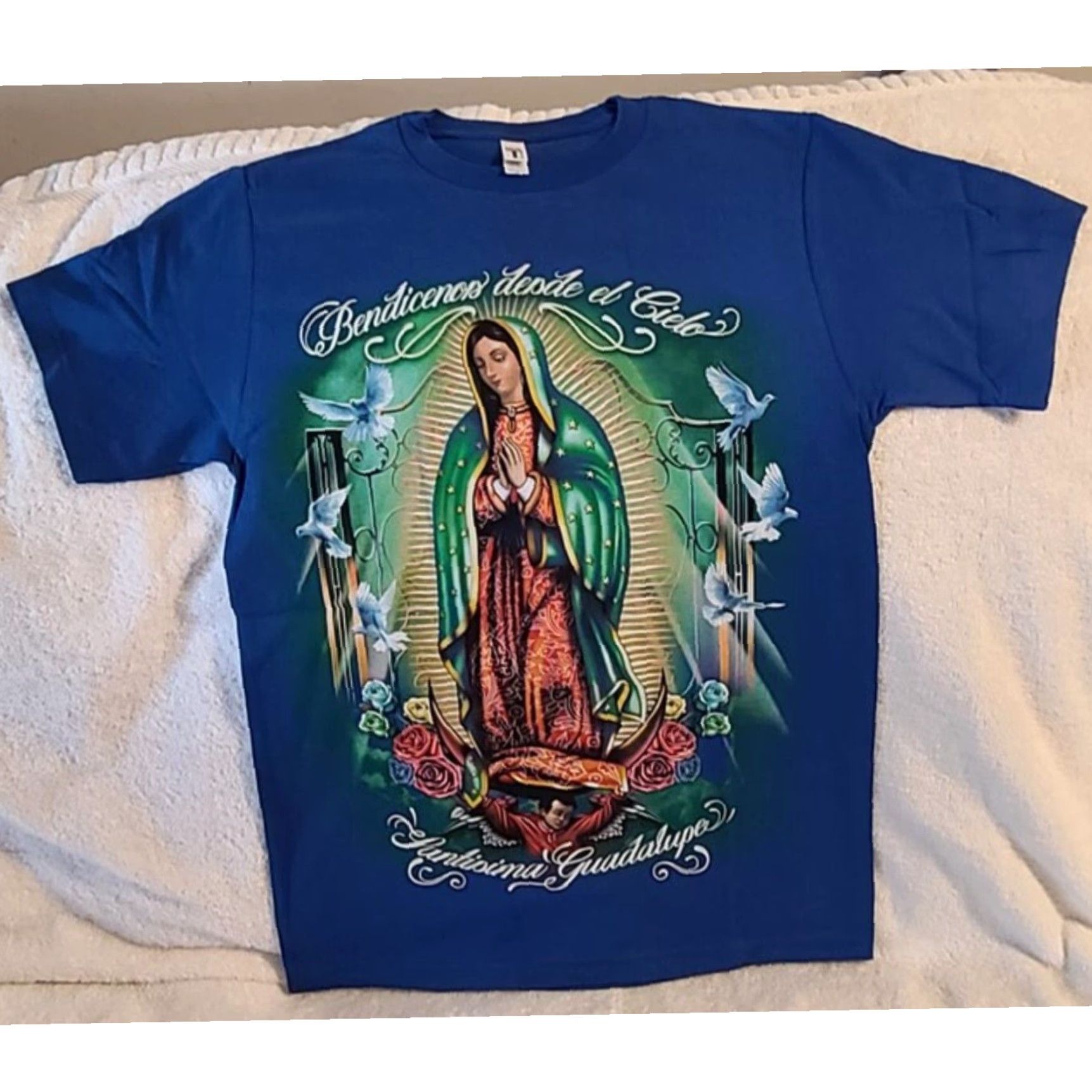 Vintage Holy Guadalupe Mens Blue Cotton XL Extra Large T-Shirt | Grailed