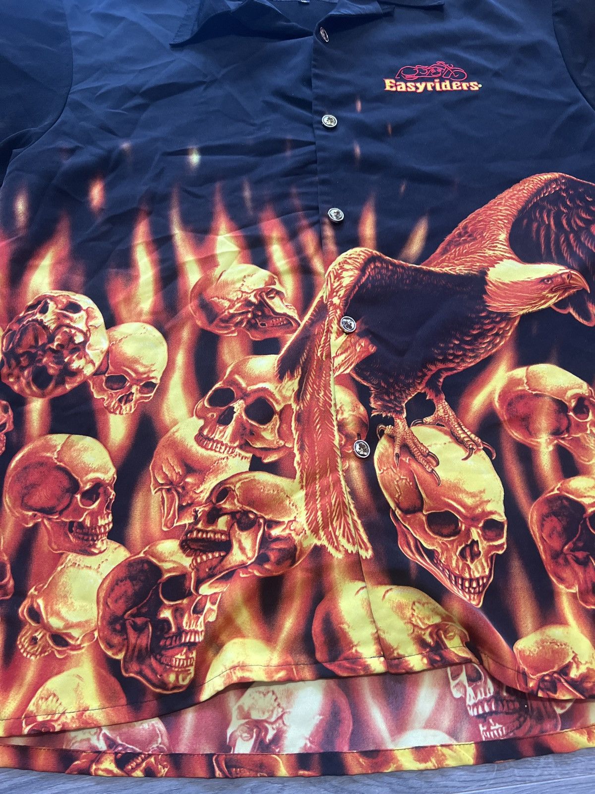 Vintage Crazy Vintage Easy Riders Flaming skulls motorcycle shirt | Grailed