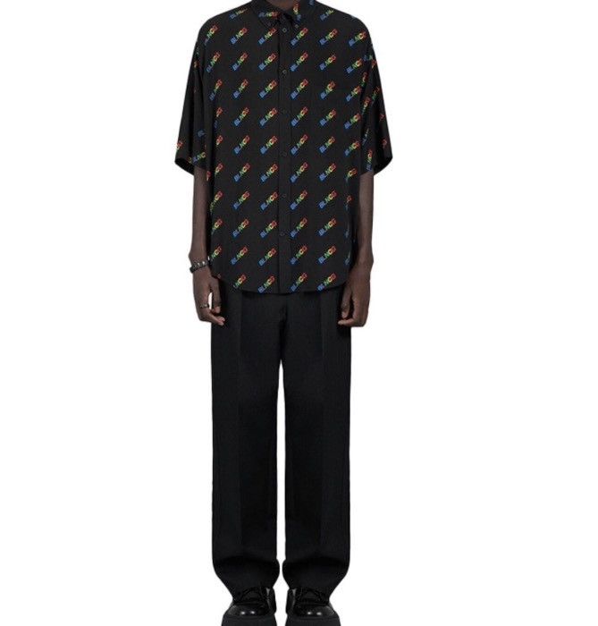 Balenciaga Balenciaga SS20 Full Print BLNCG Bullet-screen Logo Short-sl ...