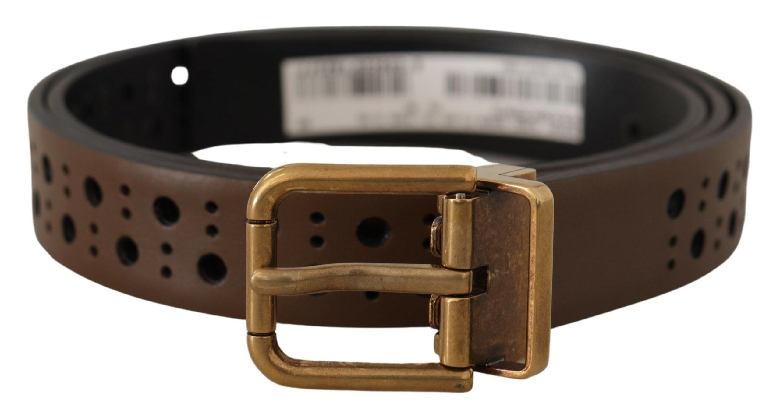 Dolce & Gabbana Dolce & Gabbana Brown Leather Perforated Crown Belt ...