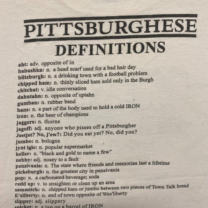 Vintage Vintage 90s Pittsburgh Slang Dictionary Tourist Humor Tee | Grailed