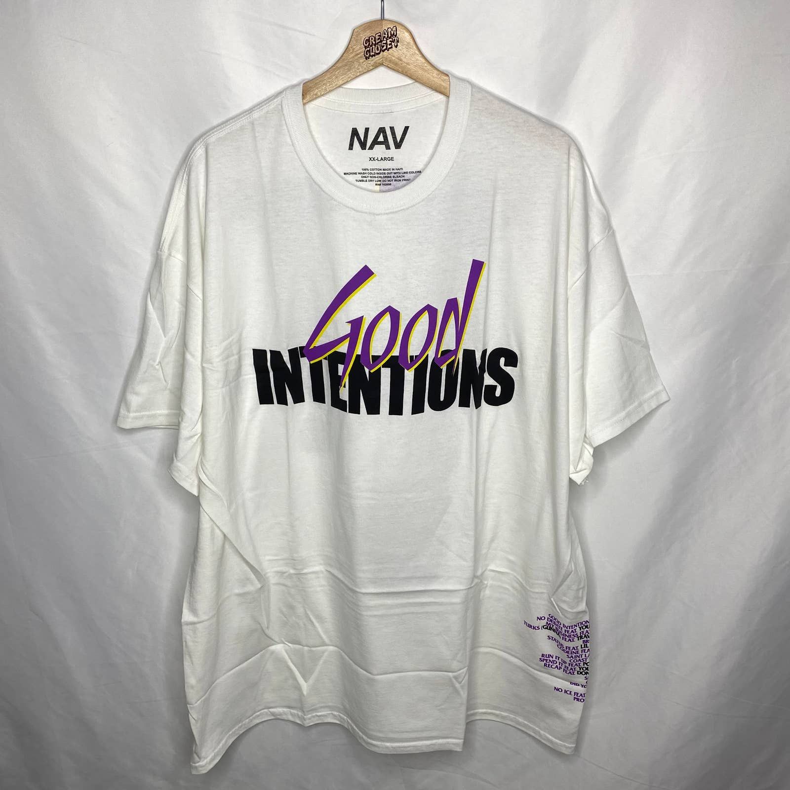 NAV × Vlone Good Intentions Doves Hip Hop Rap Tour Merch Tee XXL | Grailed