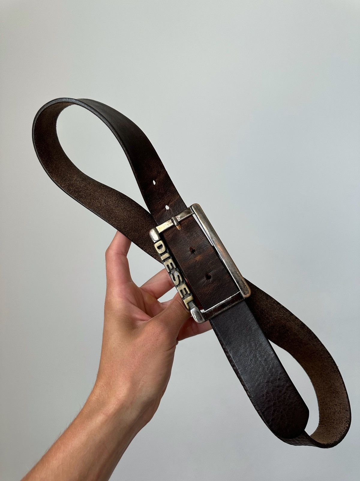 Diesel Vintage Diesel Buckle Logo Brown Leather Belt Made In Italy ...