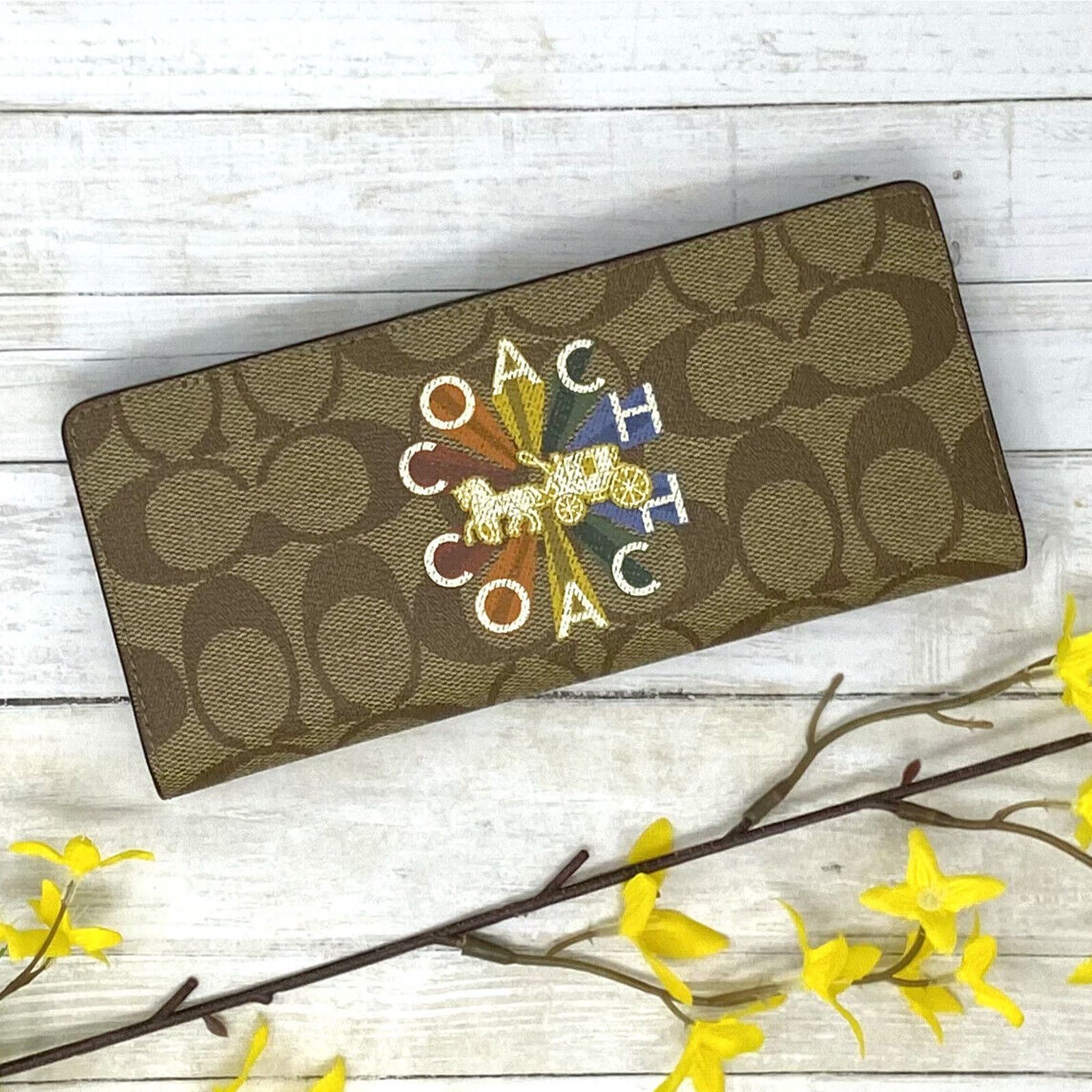 Coach Coach Slim Wallet In Signature Canvas Radial Rainbow C7305 | Grailed