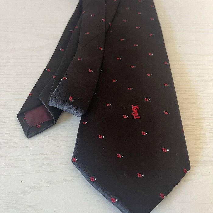 Yves Saint Laurent Men’s Neck Tie YSL Yves Saint Laurent Black Red ...