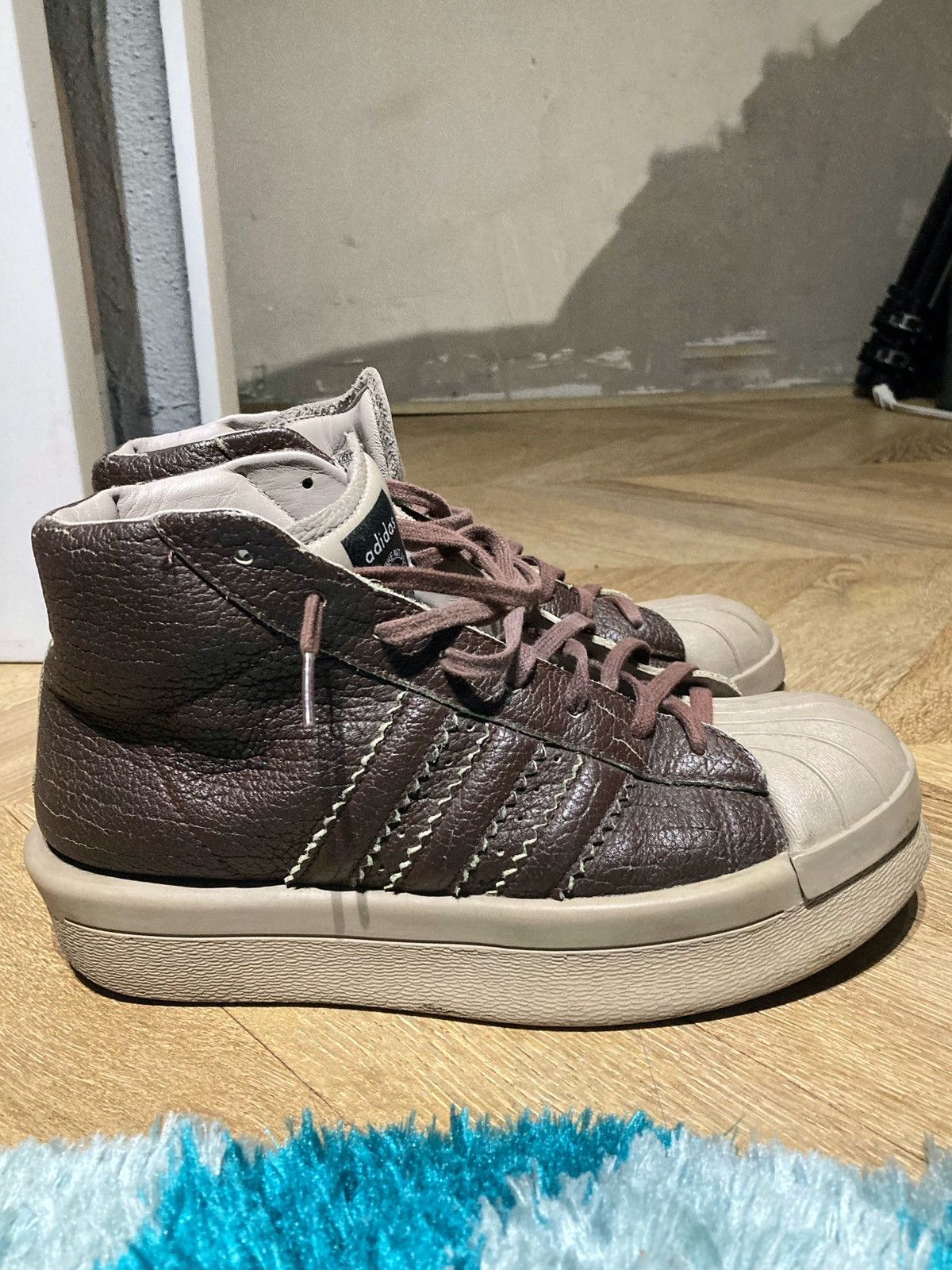 Adidas AW16 MASTODON PRO MODEL SHELL TOE RICK OWENS CRACKED LEATHER ...