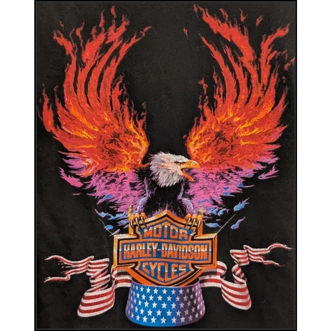 Harley Davidson Vintage Harley Davidson Fire Bald Eagle Logo T-shirt ...