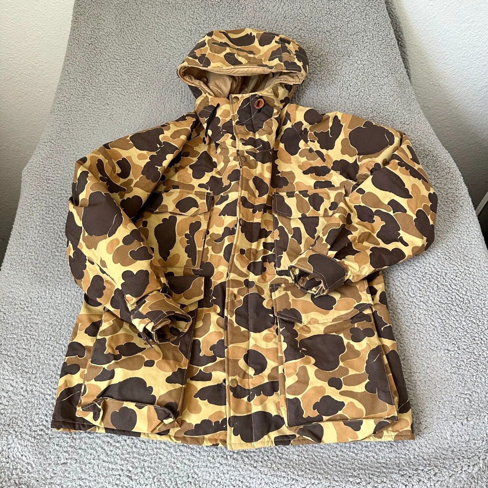 Vintage Vintage Cabelas Jacket Mens Large Brown Duck Camo Gore Tex Puffer Coat Made USA | Grailed