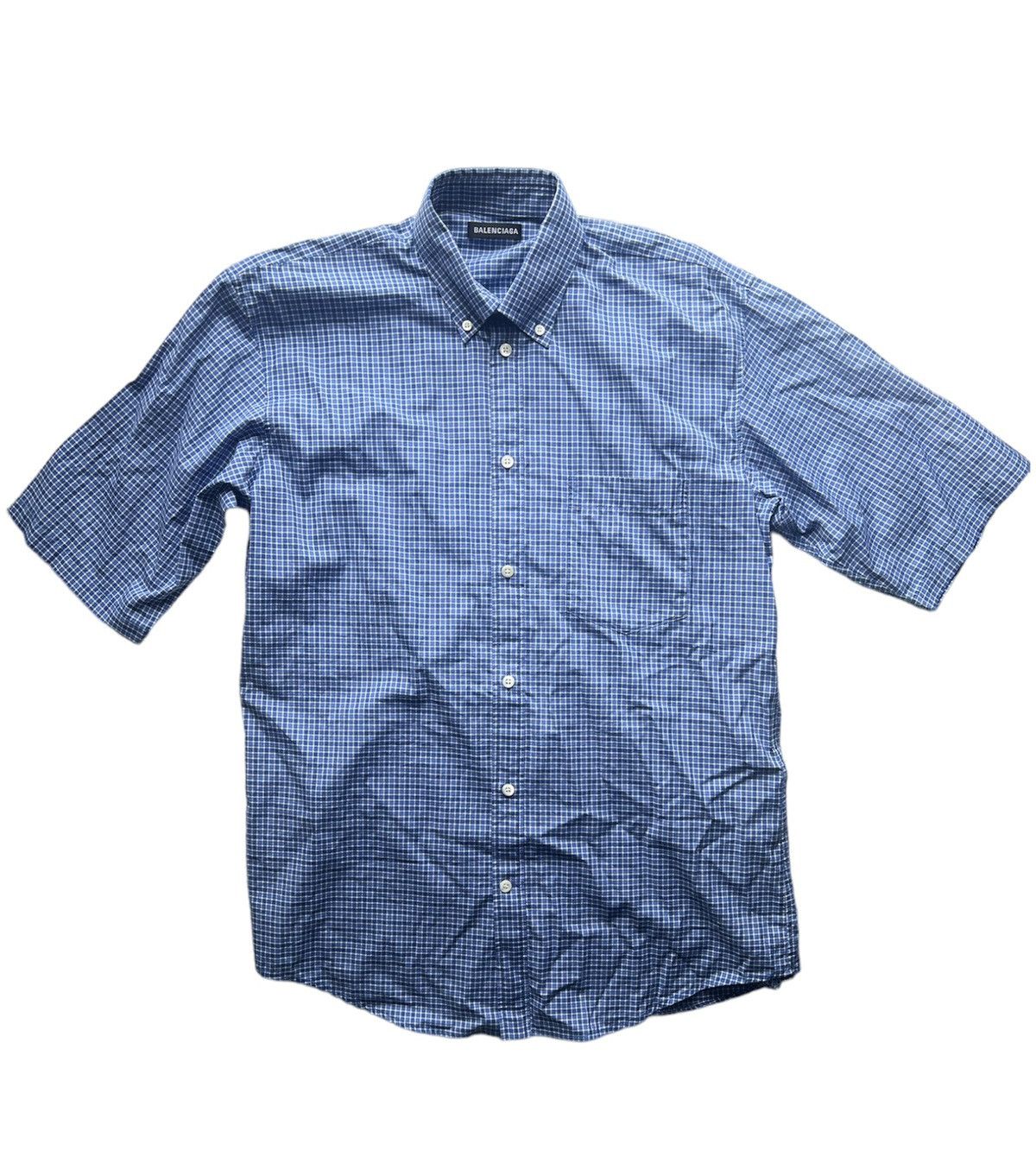 Balenciaga S/S19 Signature Logo Back Checkered Button Up Shirt | Grailed