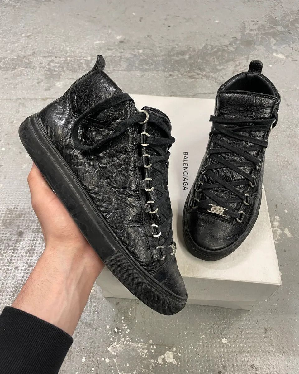 Balenciaga × Vintage Balenciaga Arena Black Leather High Shoes | Grailed