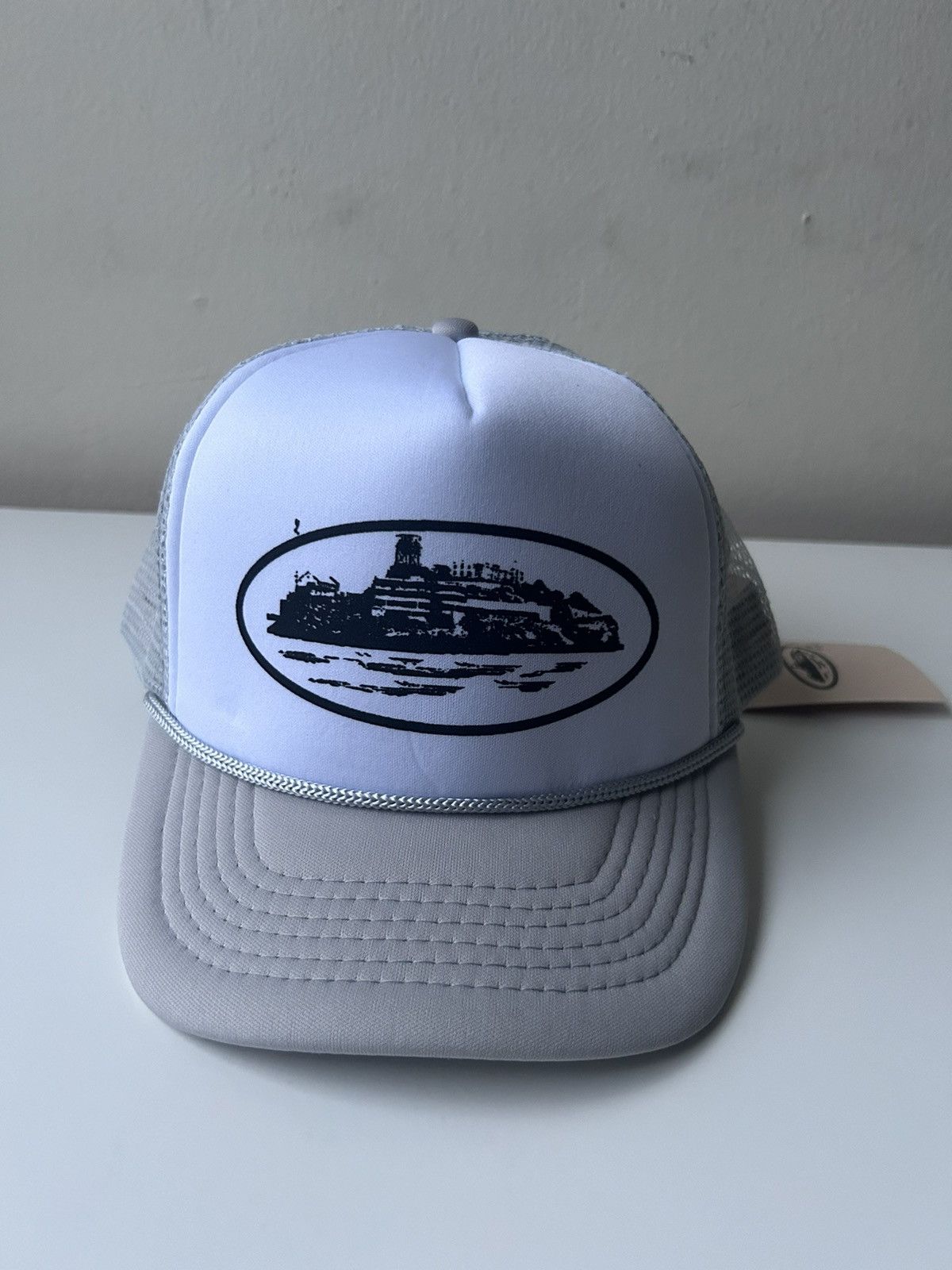 Streetwear Corteiz Grey Alcatraz Trucker Hat | Grailed