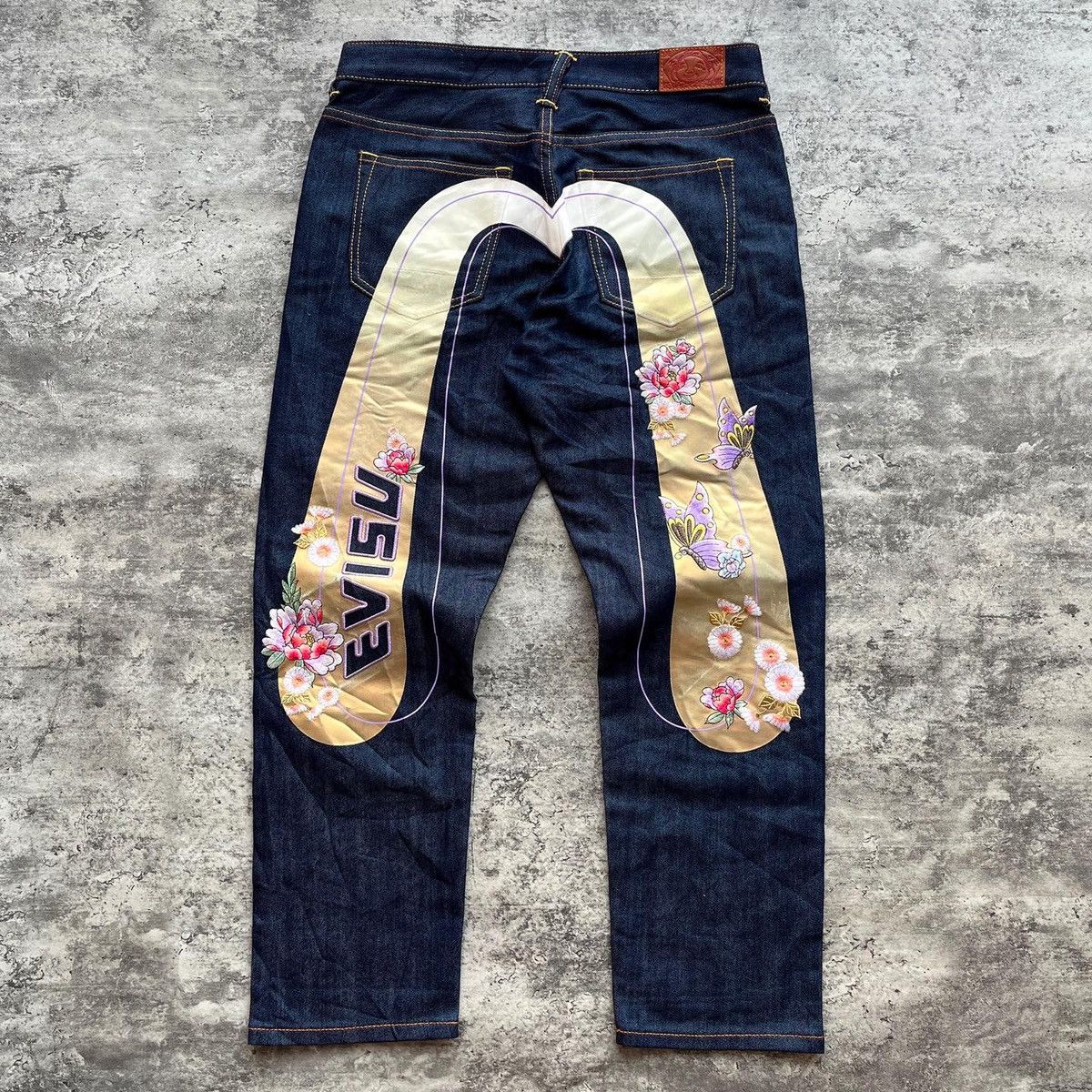 Evisu 🔥Evisu Daicock Gold Embroidered flower Selvedge Denim Jeans🔥 ...