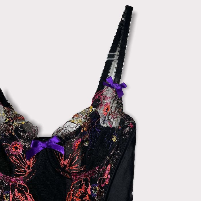 Other Agent Provocateur Zuri Basque 32B Embroidered Tulle Silk Black ...