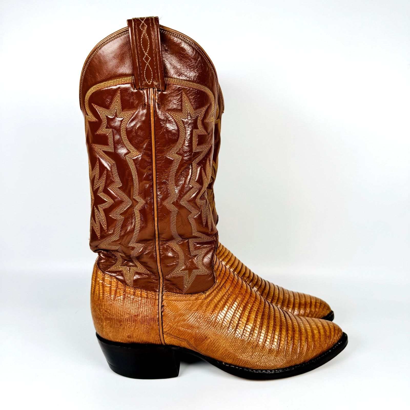 Tony Lama Vintage Tony Lama Tan Exotic Lizard Leather Cowboy Boots 8.5 ...