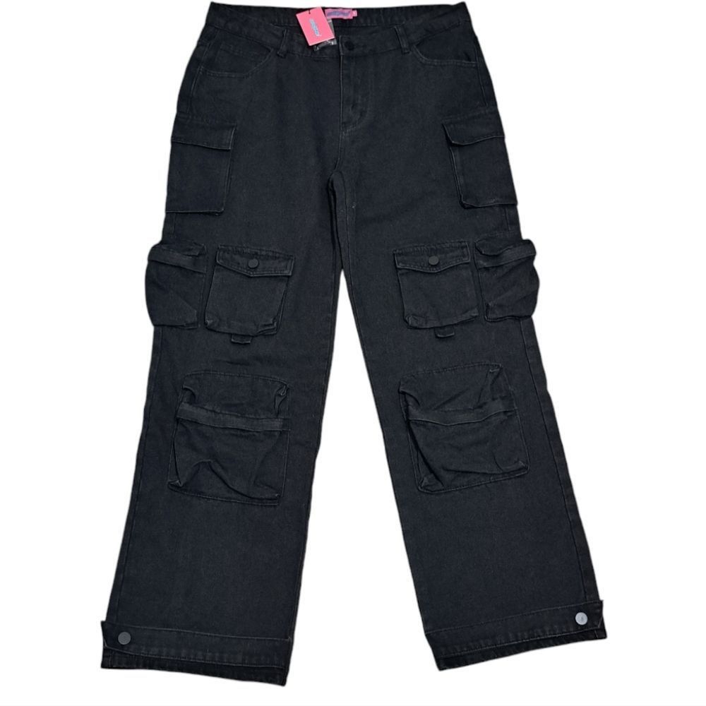 Unbrnd Edikted Oversized Boyfriend Cargo Jeans Military Pockets Str ...