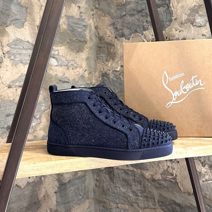 Christian Louboutin Christian Louboutin Navy Blue Comete Lou Spikes ...