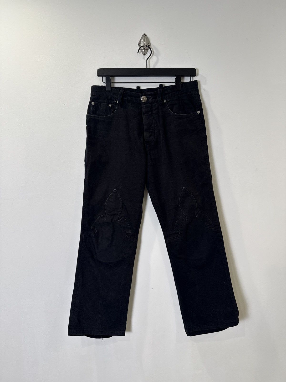 Chrome Hearts Chrome Hearts Black Denim Jeans Fleur Knee Panels | Grailed