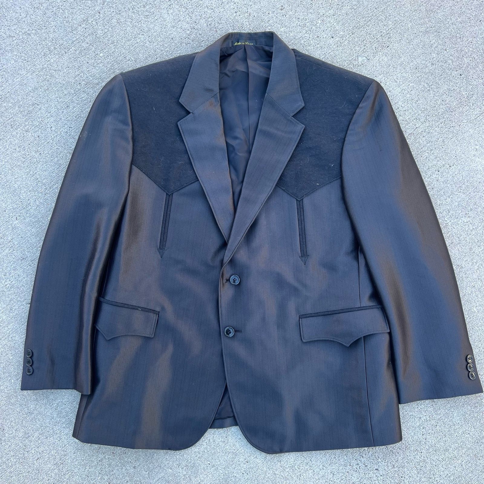 Vintage Circle S 46S two-tone cowboy western yoke suit jacket black ...