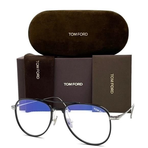 Tom Ford Tom Ford FT5666-B 001 Black / Blue Block 52mm Eyeglasses TF5 ...