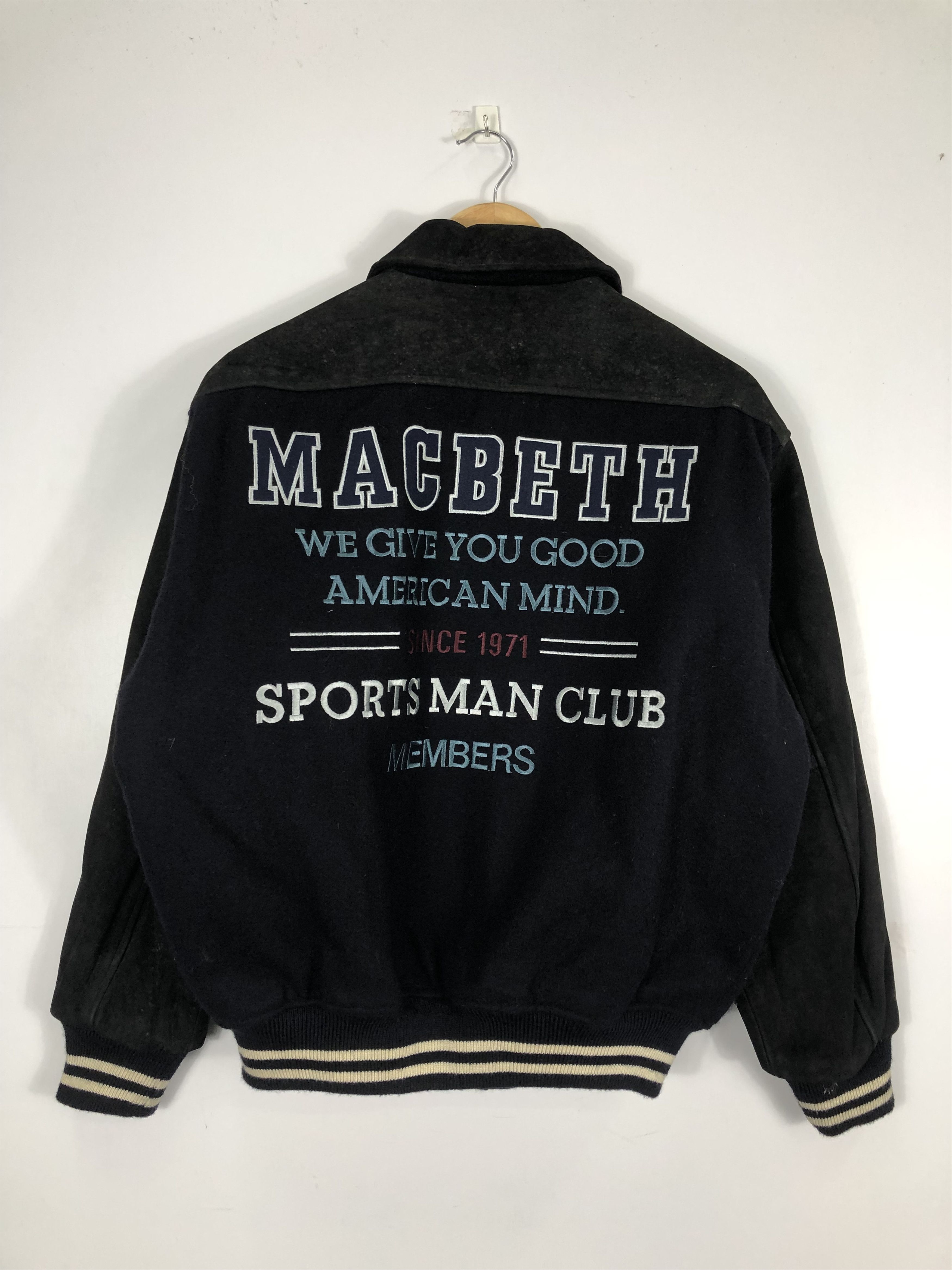 Macbeth × Varsity Jacket × Vintage Vintage 90s Macbeth Varsity Jacket Patches Leather Sleeve ...