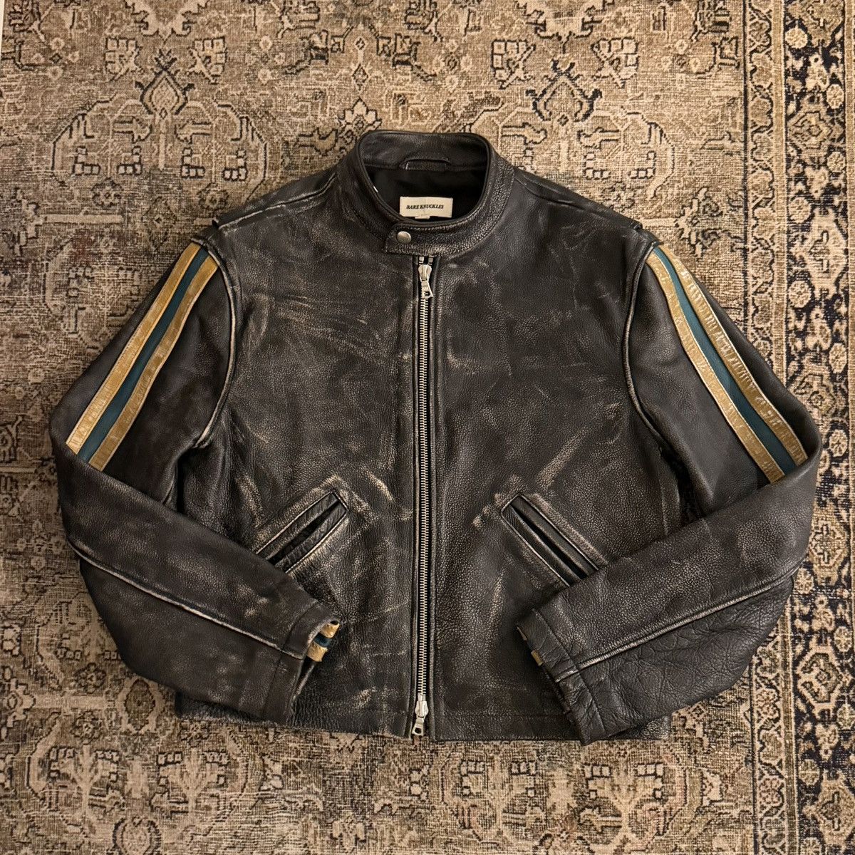 Bare Knuckles Bare Knuckles Ace Leather Jacket Small Distressed Cafe ...