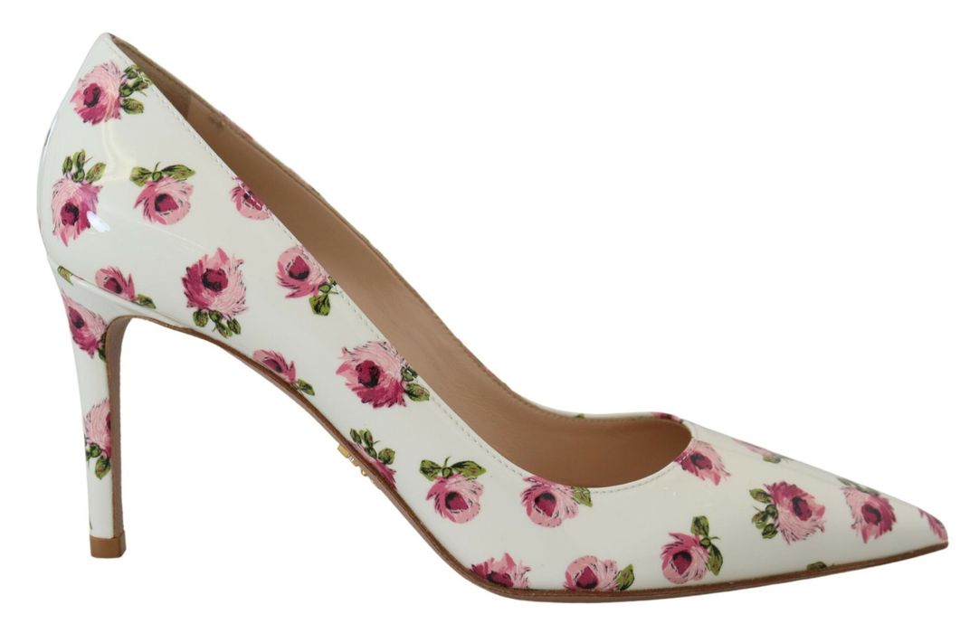 Prada Prada White Leather Floral Heels Stilettos Pumps | Grailed