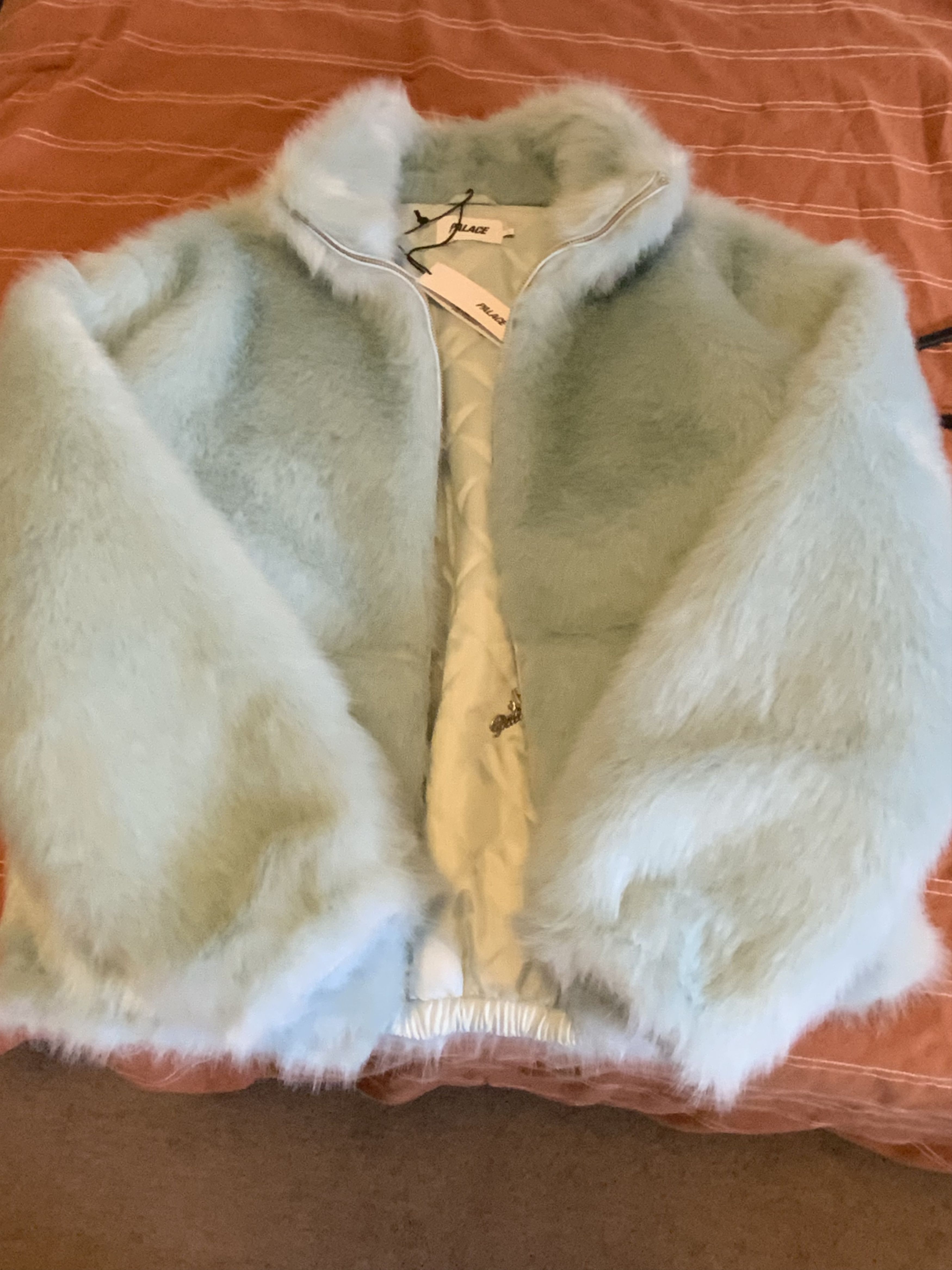 Palace Faux Fur Jacket Icey Blue | Grailed