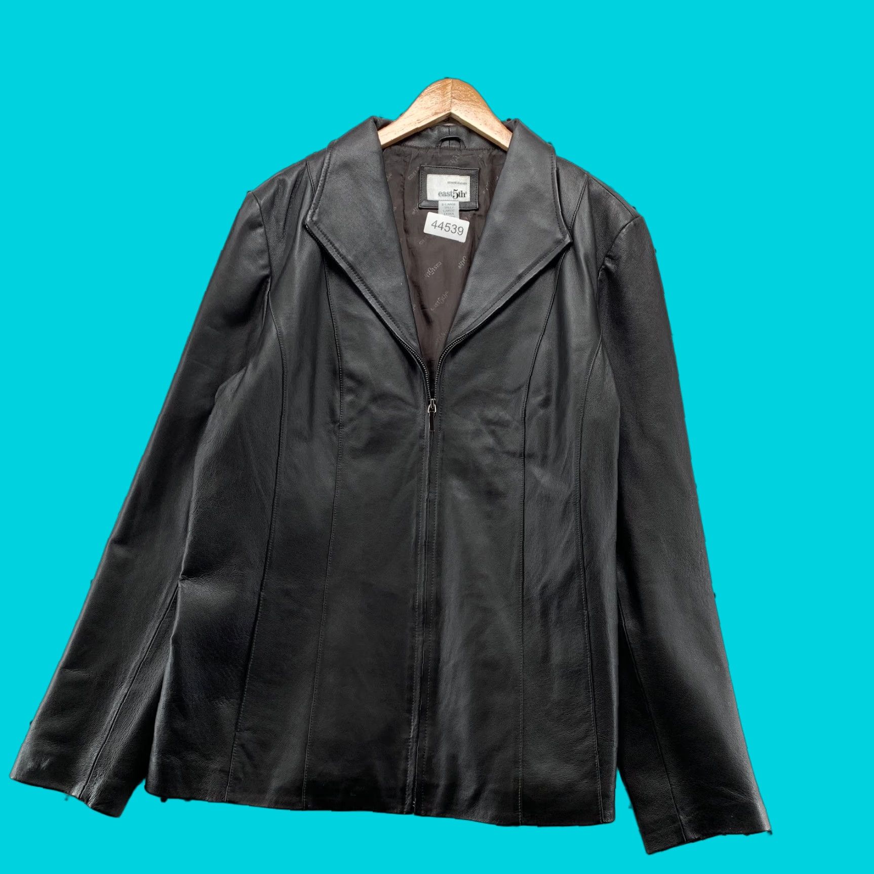 Vintage East 5th Leather Jacket Women XL Tall Black Moto Blazer Largo ...