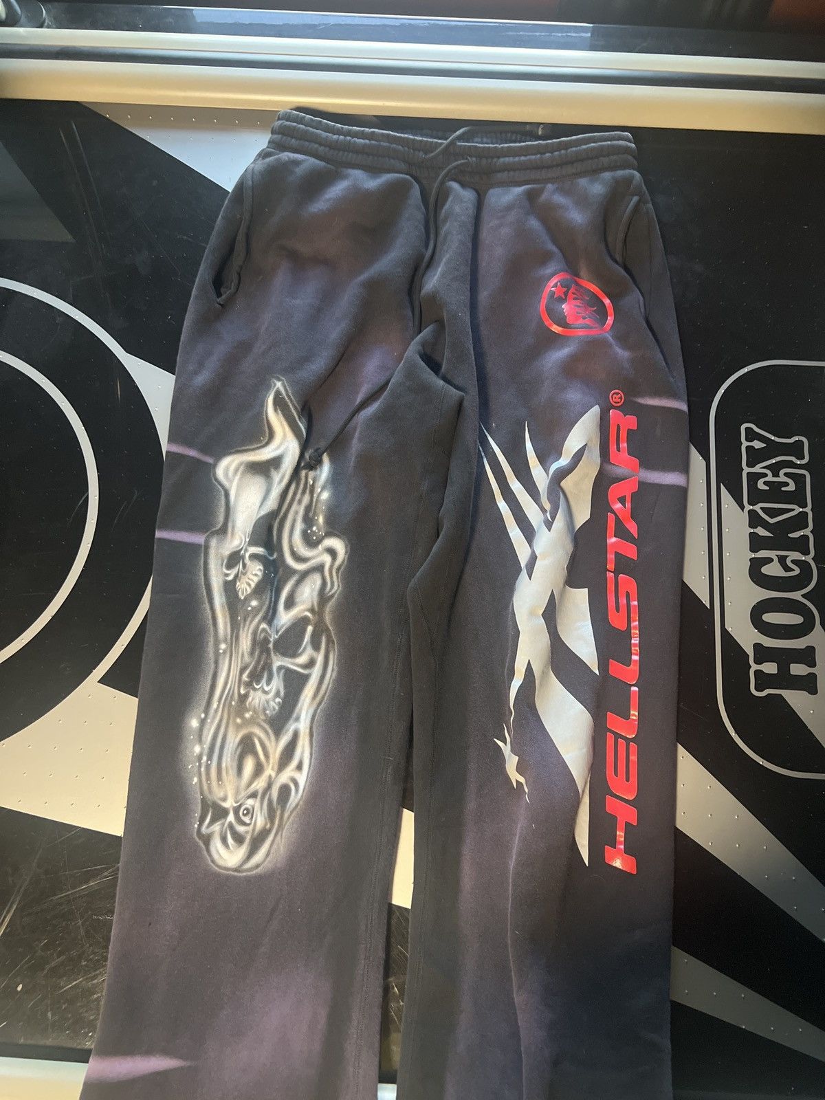 Streetwear Hellstar XL airbrushed flared sweats | Grailed