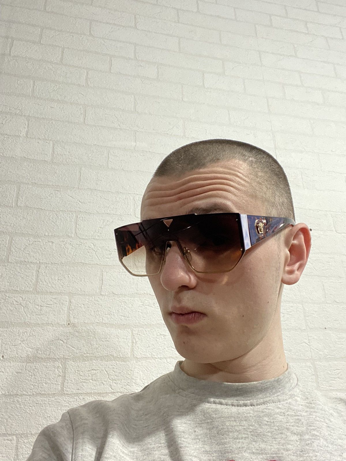 Vintage VERSACE Mask Logo Sunglasses y2k grunge archive | Grailed