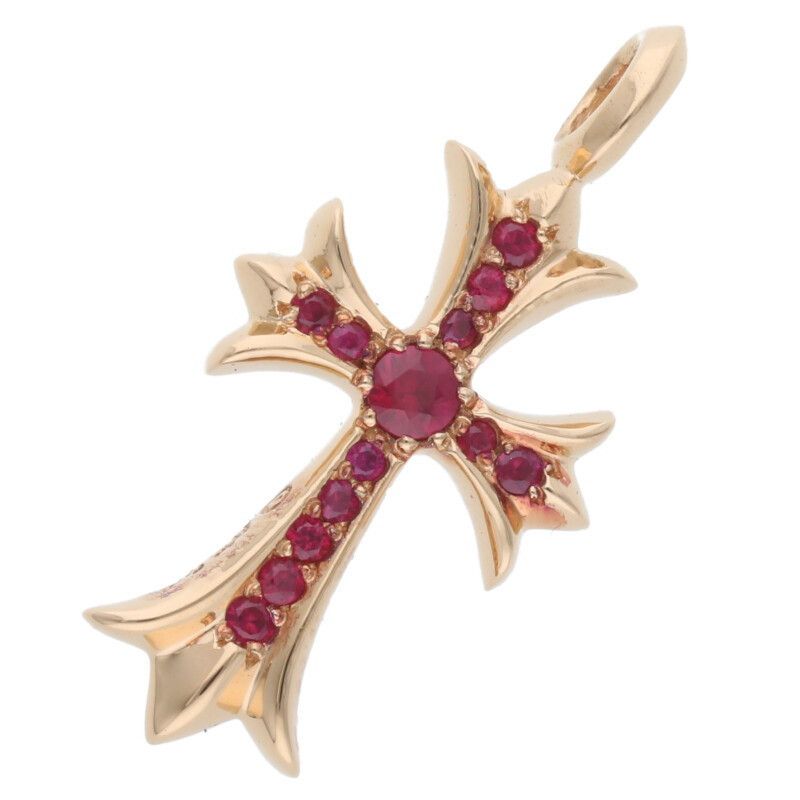 Chrome Hearts Ruby 22k Gold Tiny Fat Cross | Grailed