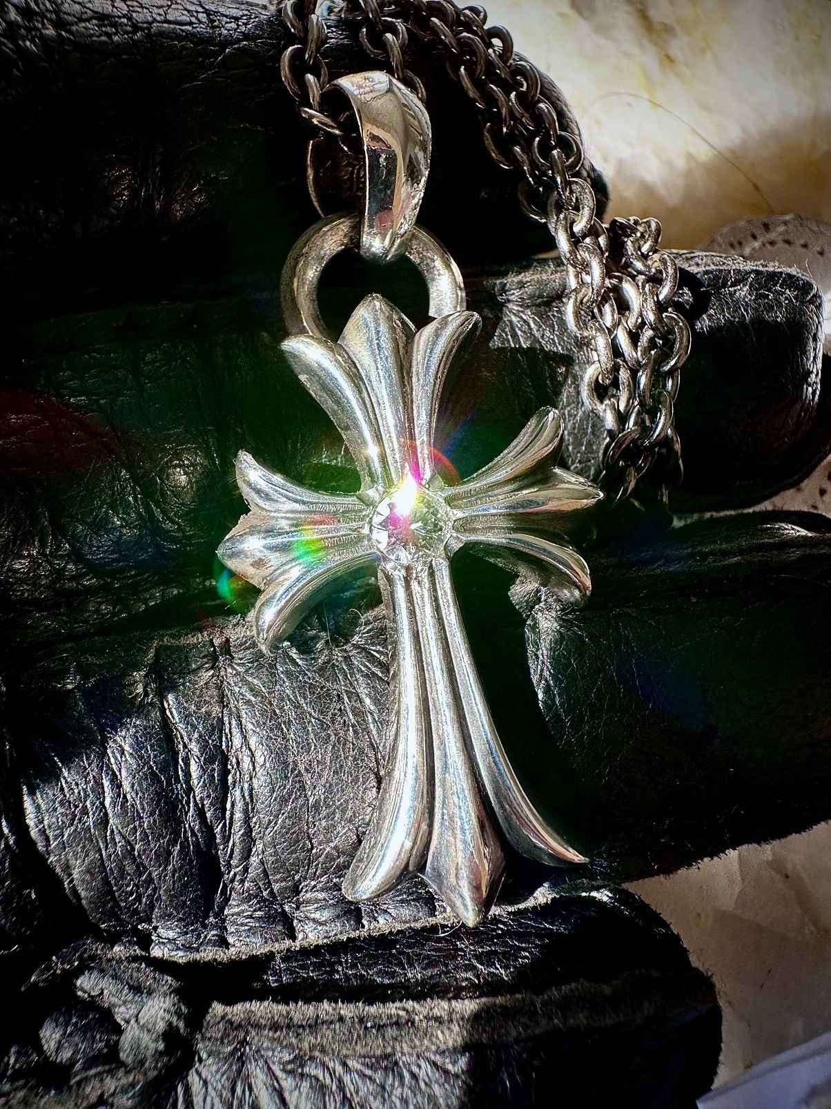Chrome Hearts 💎Chrome Hearts Diamond CH small Cross Pendant Top with ...