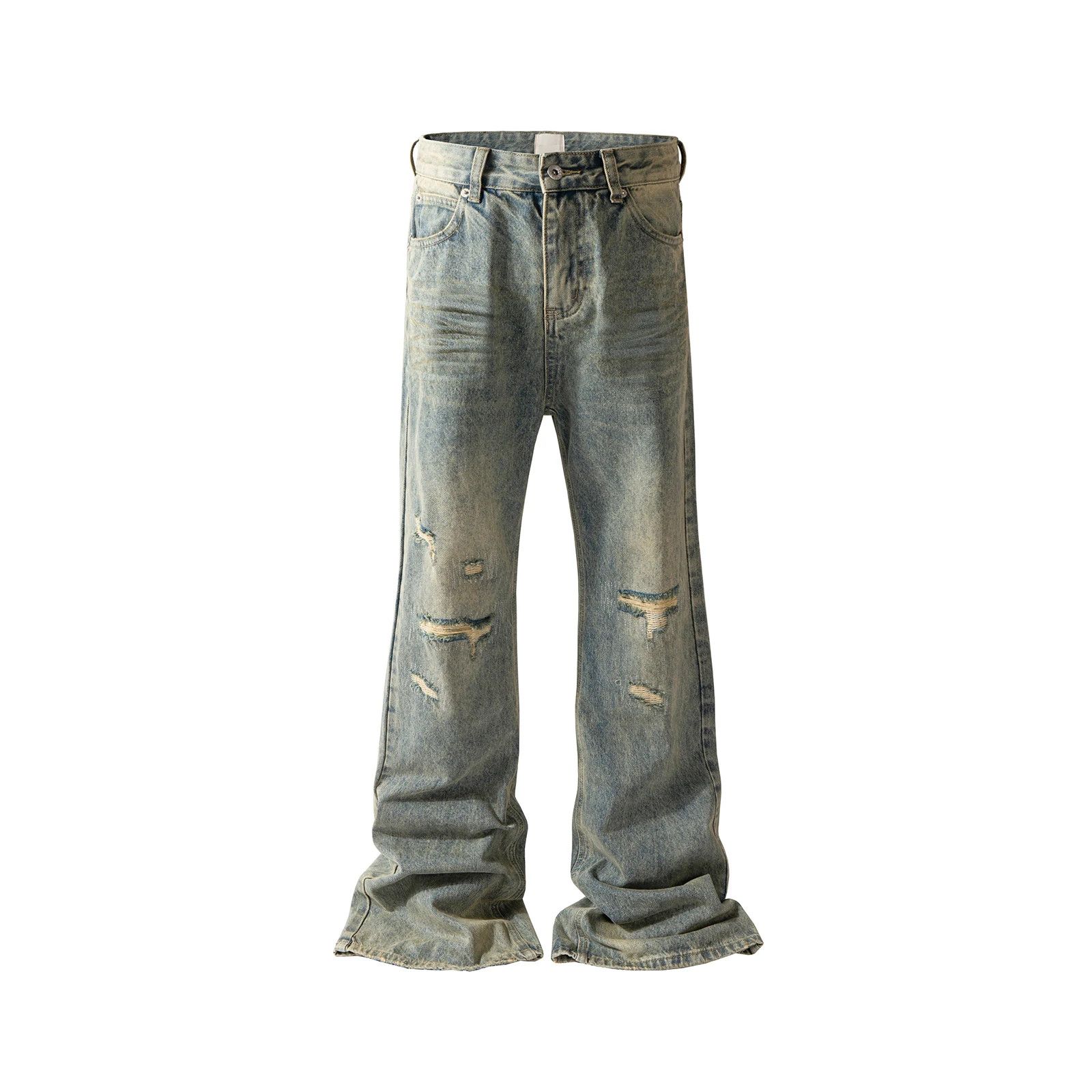 Vintage Washed Distressed Holes Flare jeans | Grailed