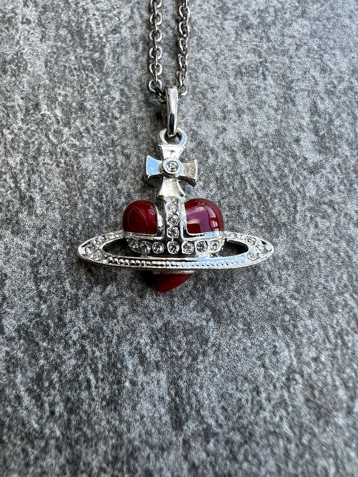 Vivienne Westwood Red Heart Saturn Orb Necklace | Grailed