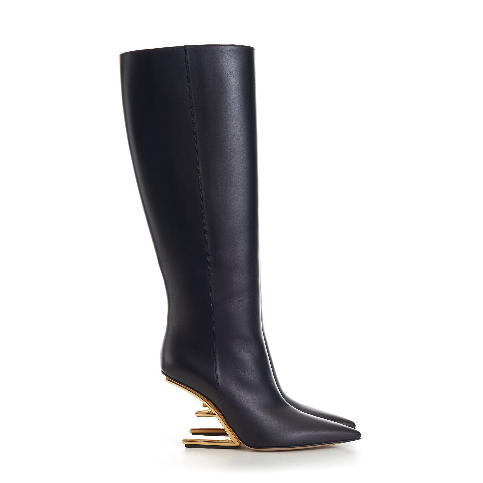 Fendi FIRST Black Leather Tall High-Heeled Boots | Grailed