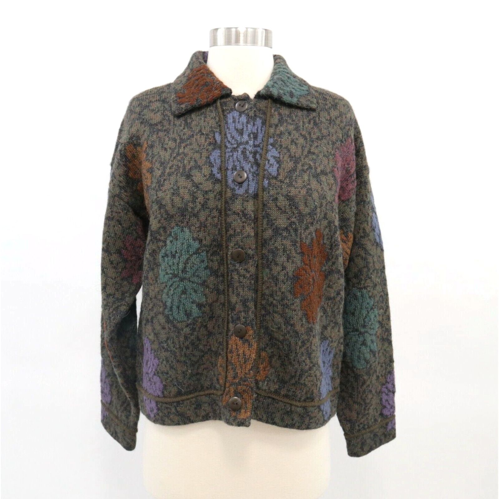 Olive Peruvian Connection Jacket Coat Alpaca S Olive Green Floral ...