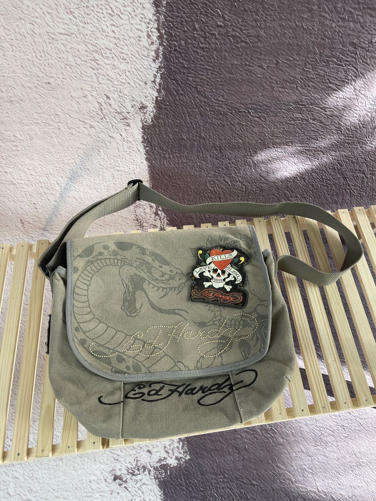 Ed Hardy × Streetwear × Vintage Ed Hardy vintage big logo snake skull ...