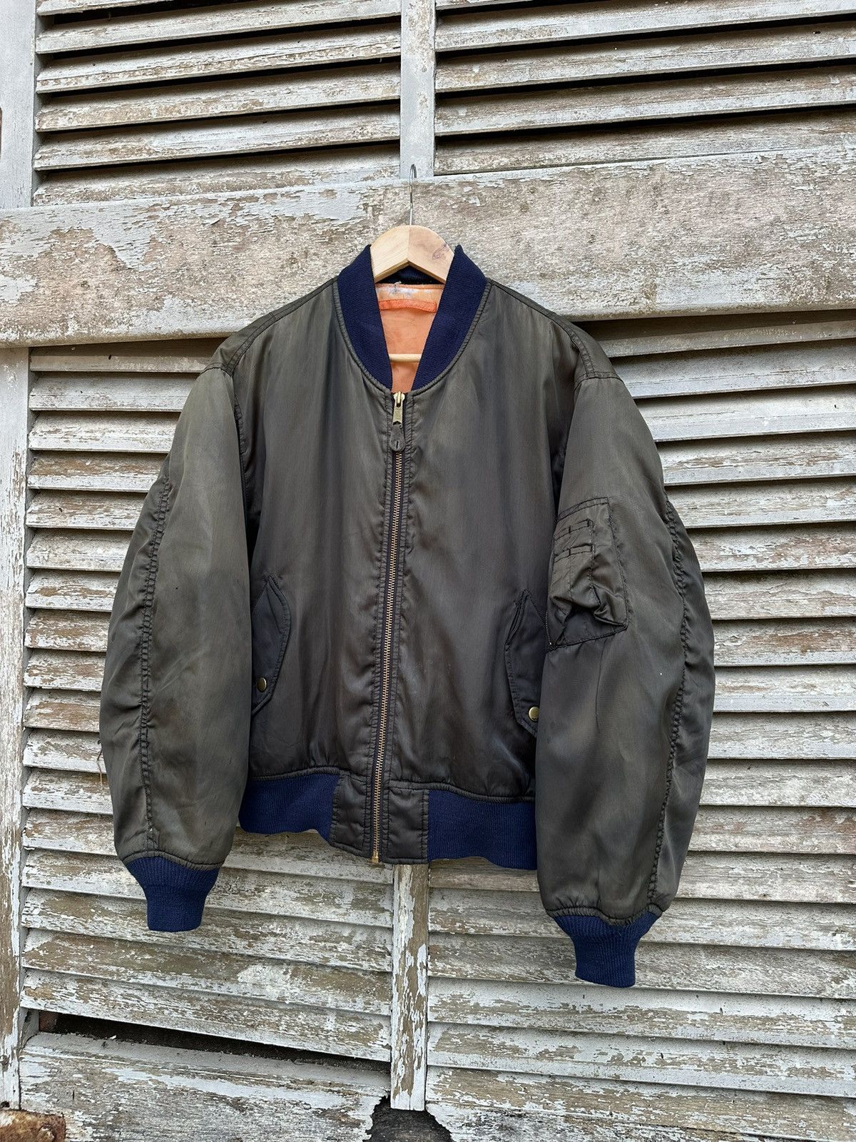 Bomber Jacket × Japanese Brand × Vintage 🪖Vintage Faded MA-1 Man Intermediate Bomber Jacket ...