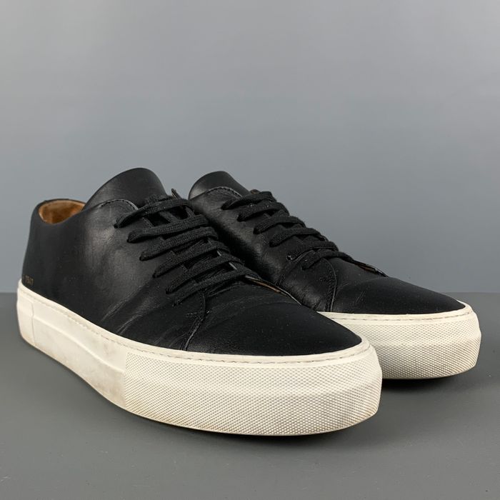 Common Projects Black Stitched Leather Low Top Sneakers | Grailed