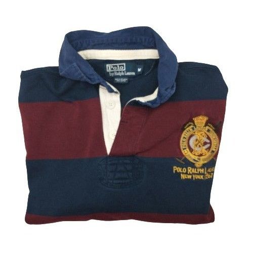 Polo Ralph Lauren Polo Ralph Lauren Mens Medium Blue Red Rugby Stripe ...